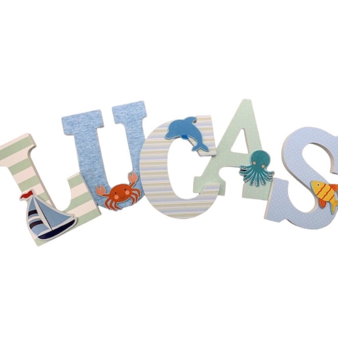 Lucas Letters, Boys Nautical Nursery Letters, Baby Gift, Nautical ...
