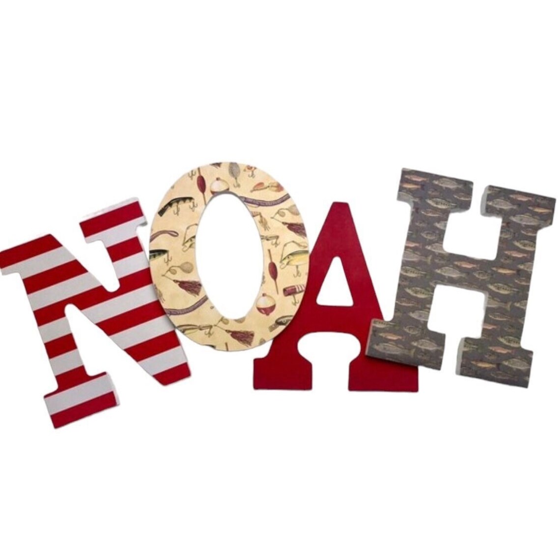 Boys Nursery Letters Fishing Theme Wood Nursery Letters - Etsy