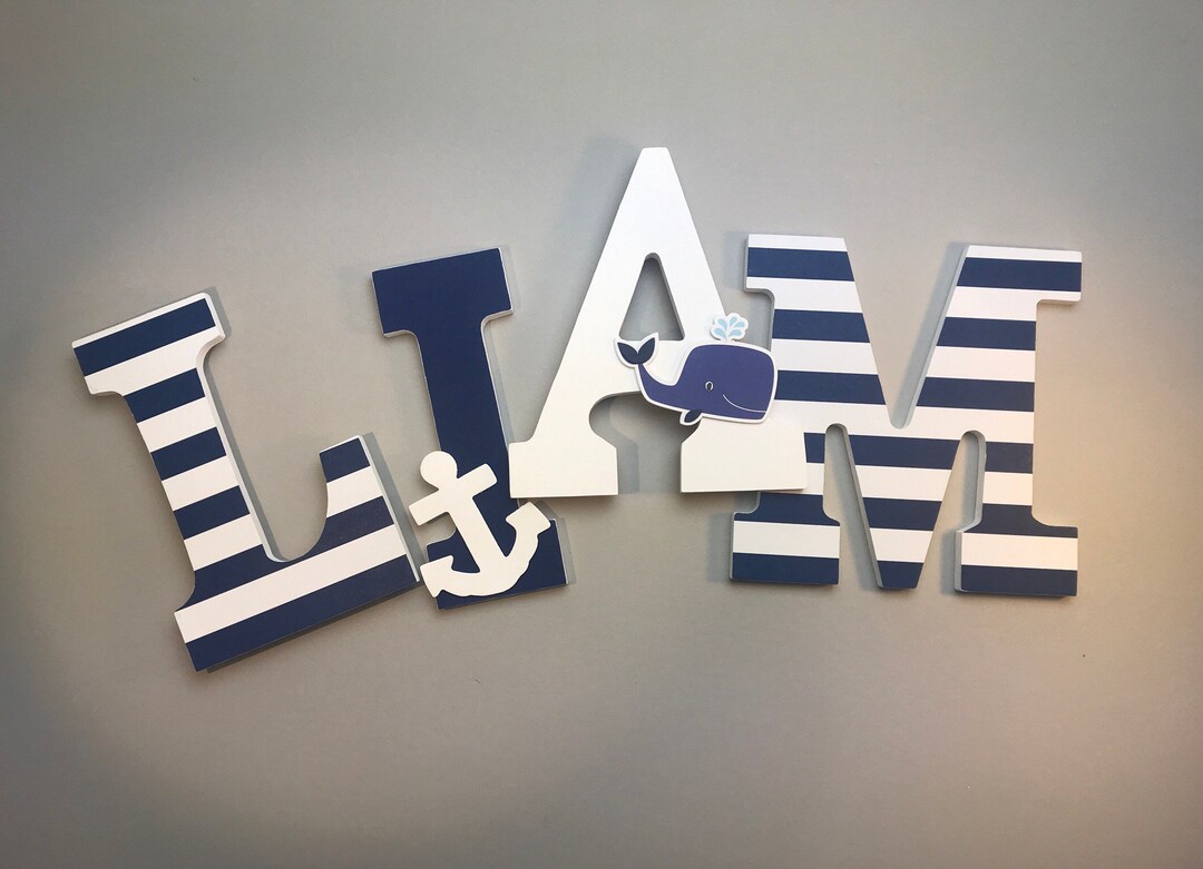 Nursery Letters- Nautical Theme Name Sign for Nursery or Kids Room.boys ...