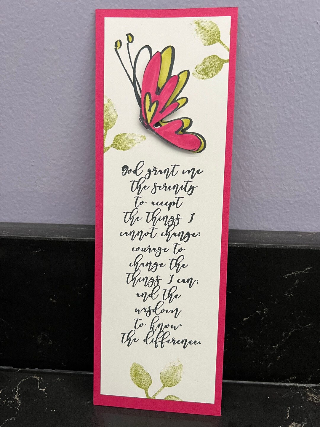 Script Serenity Prayer Pink Butterfly Bookmark - Etsy