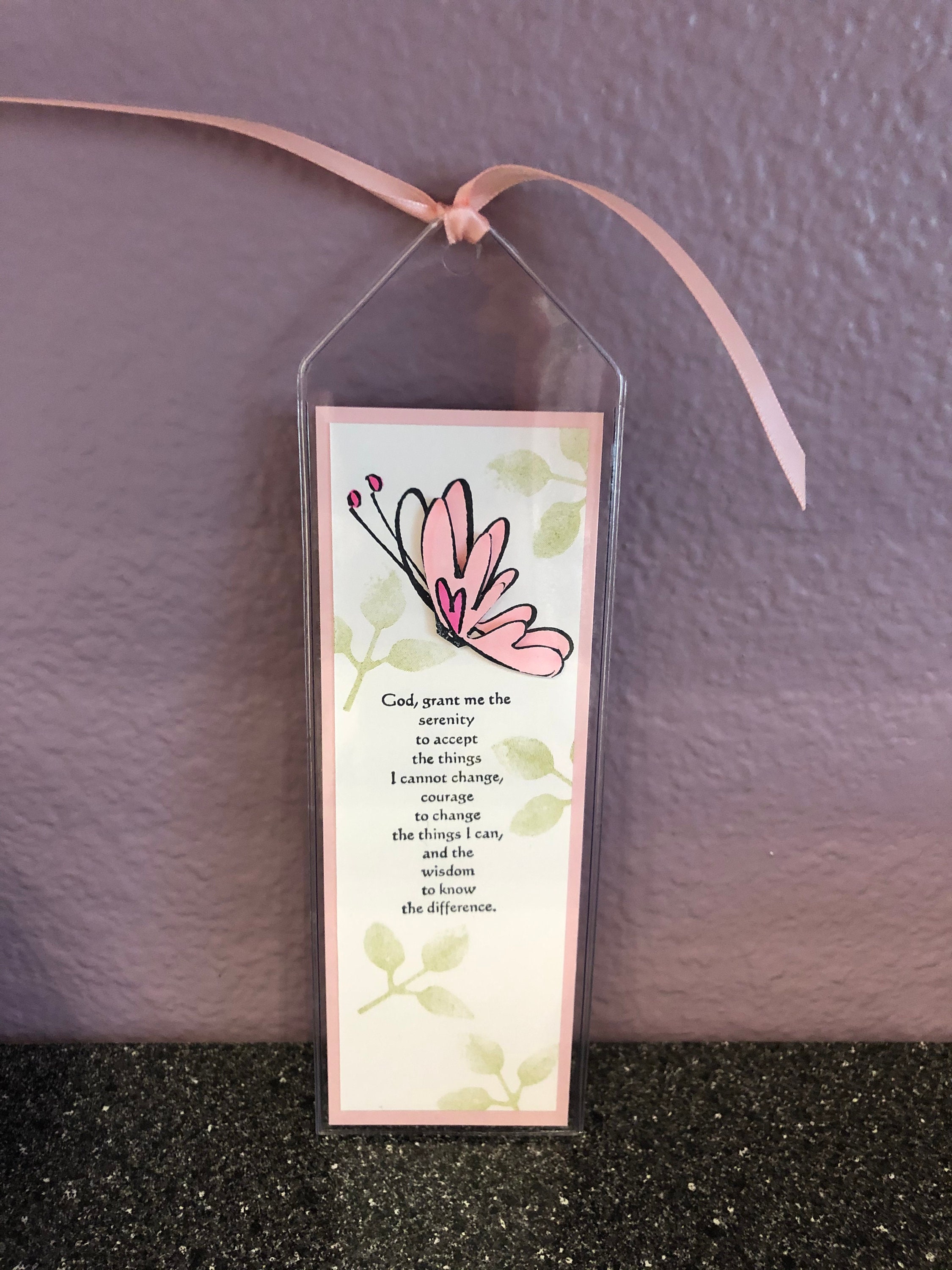 Pink Print Serenity Prayer Bookmark | Etsy