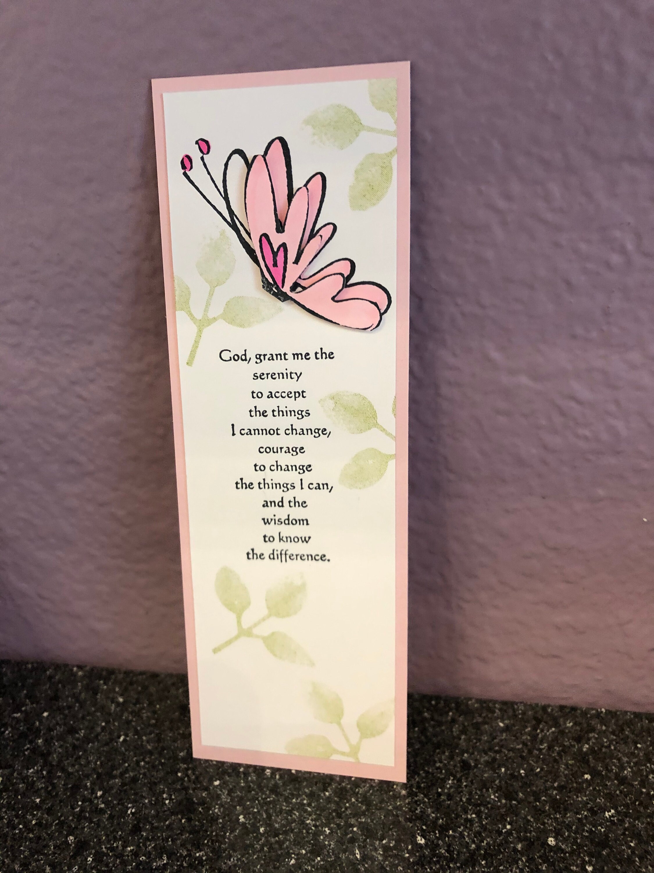 Pink Print Serenity Prayer Bookmark | Etsy