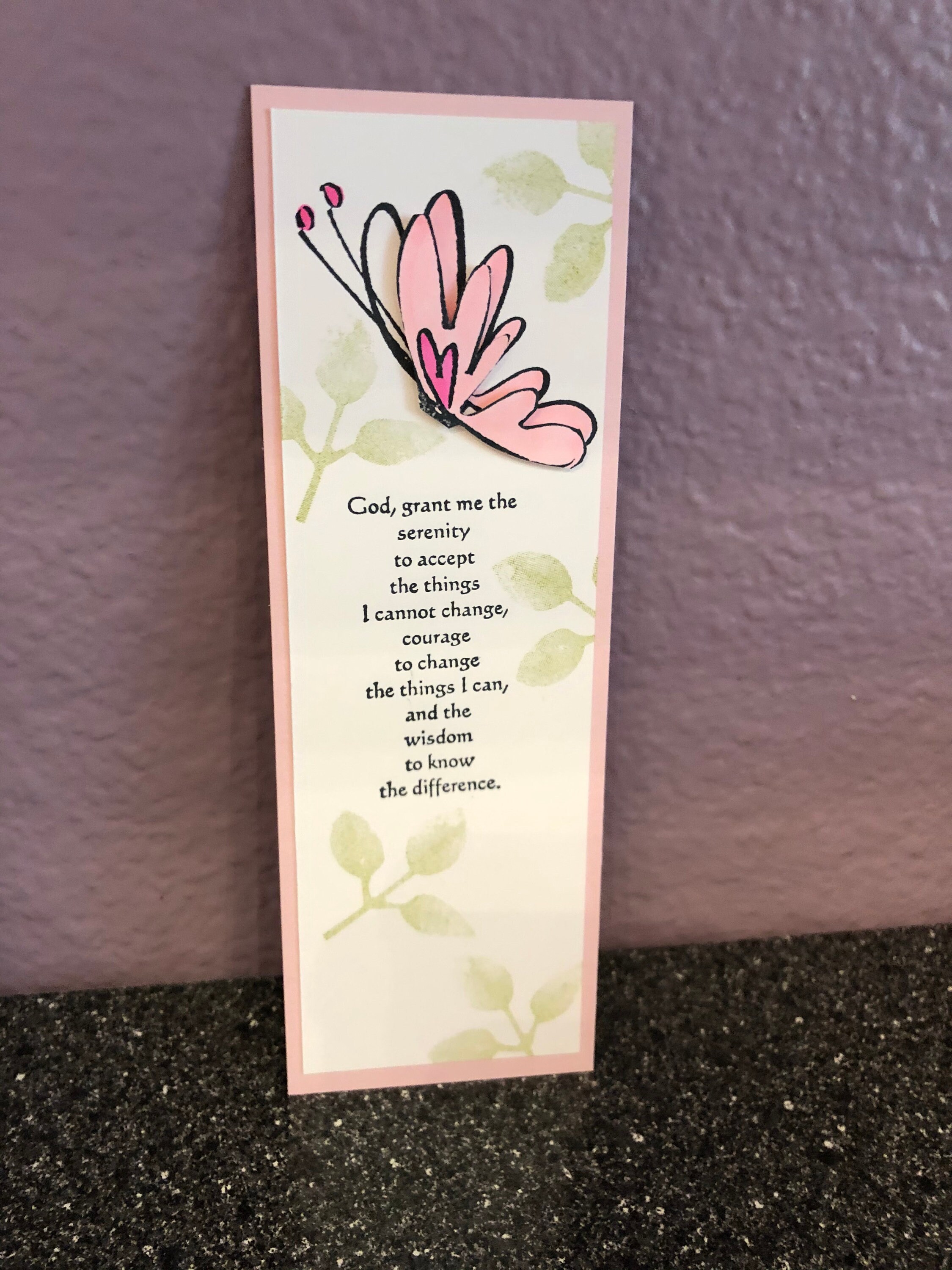 Pink Print Serenity Prayer Bookmark | Etsy