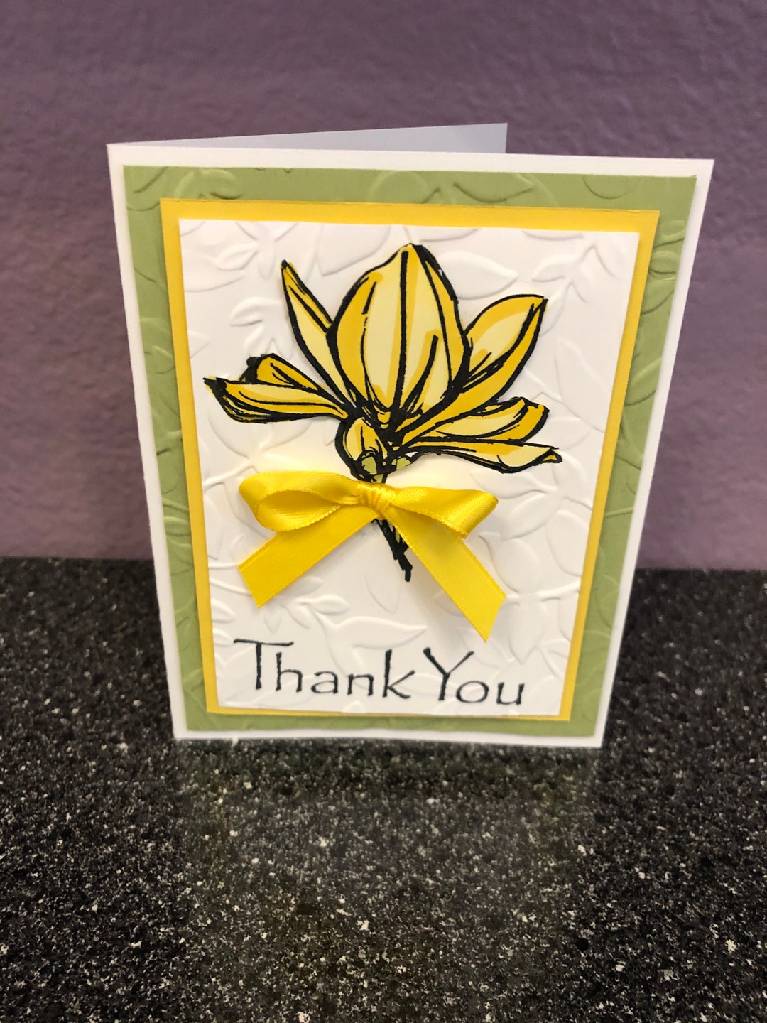 Yellow Thank You Rose Card - Etsy
