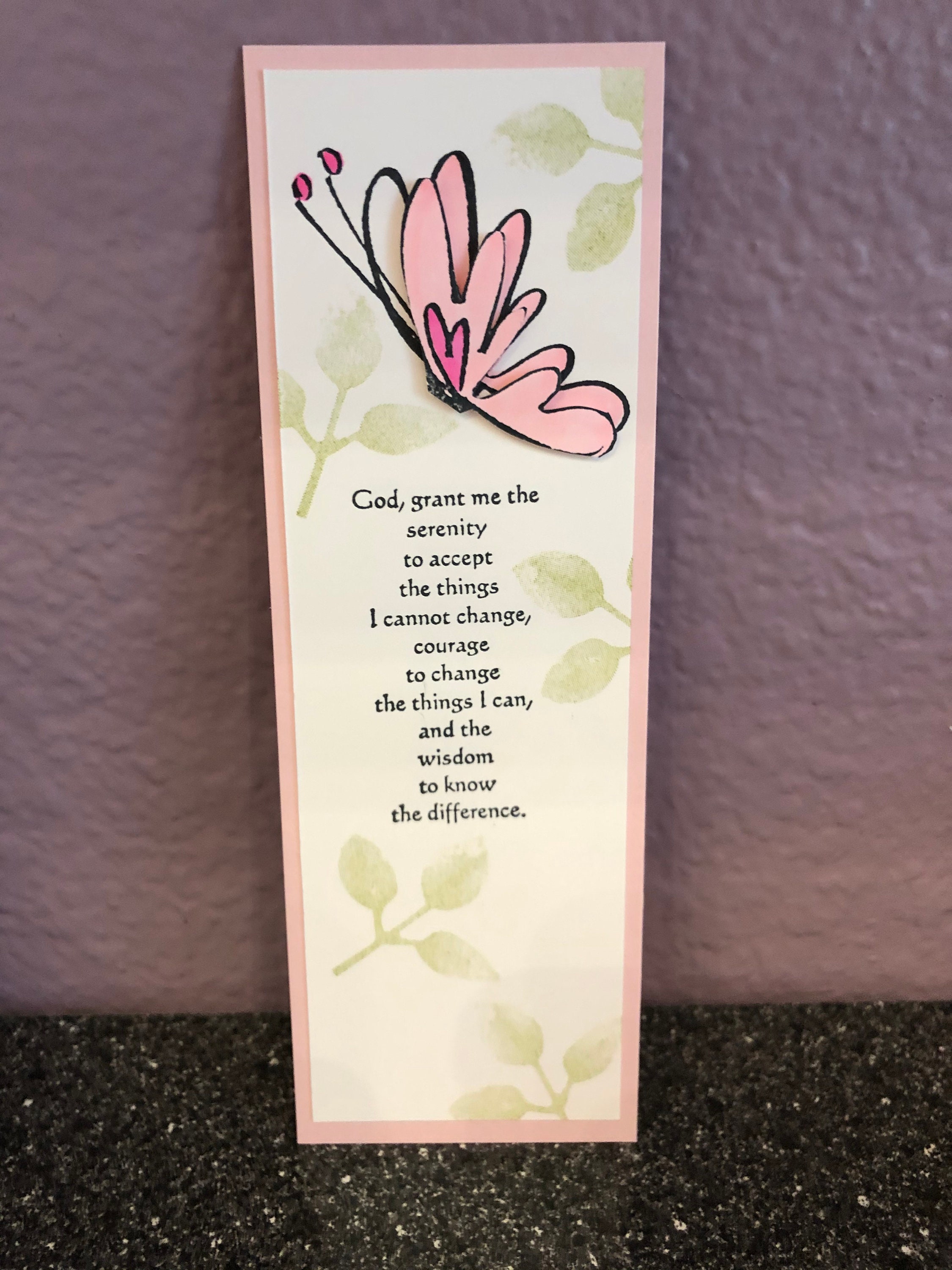 Pink Print Serenity Prayer Bookmark | Etsy