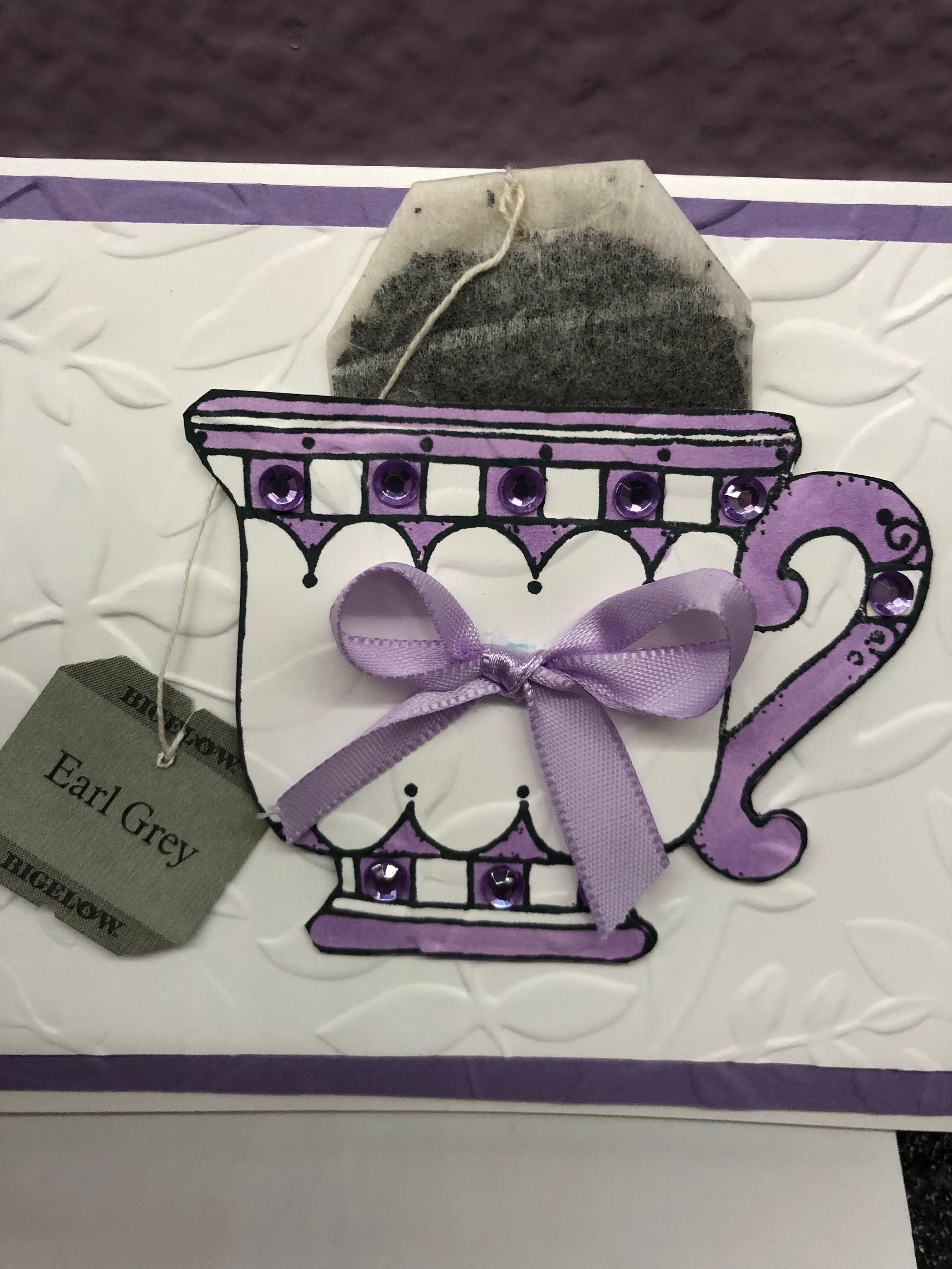 Lavender Tea Cup Card - Etsy