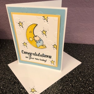 Congratulations on Your New Baby Boy on Moon With Stars Blank Card - Etsy