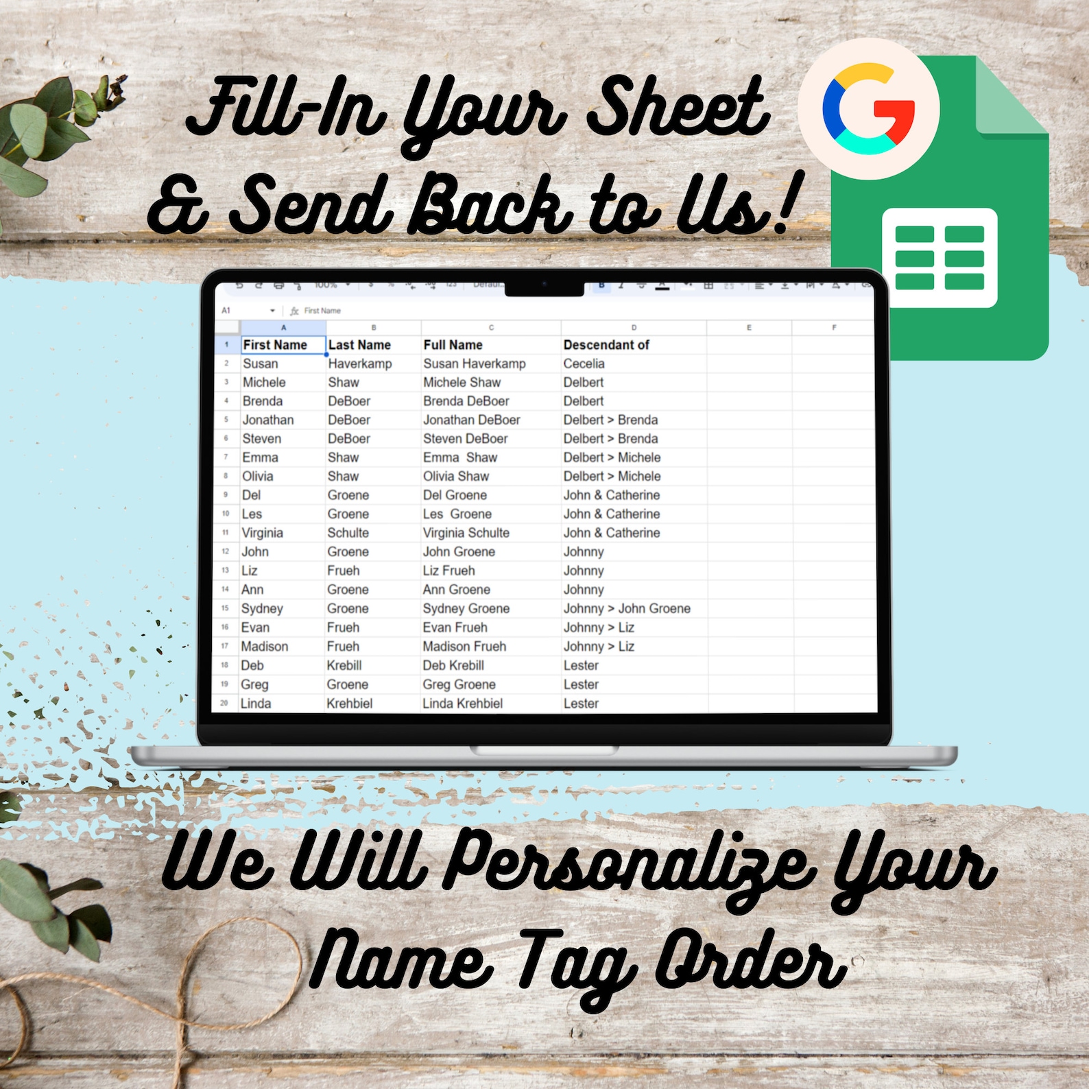 Personalized Family Reunion Name Tags | Data Merge Name Tags for Family ...