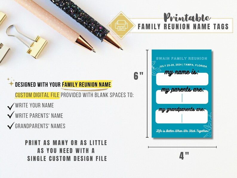 Printable Family Reunion Name Tags - Custom Digital File - Etsy Australia