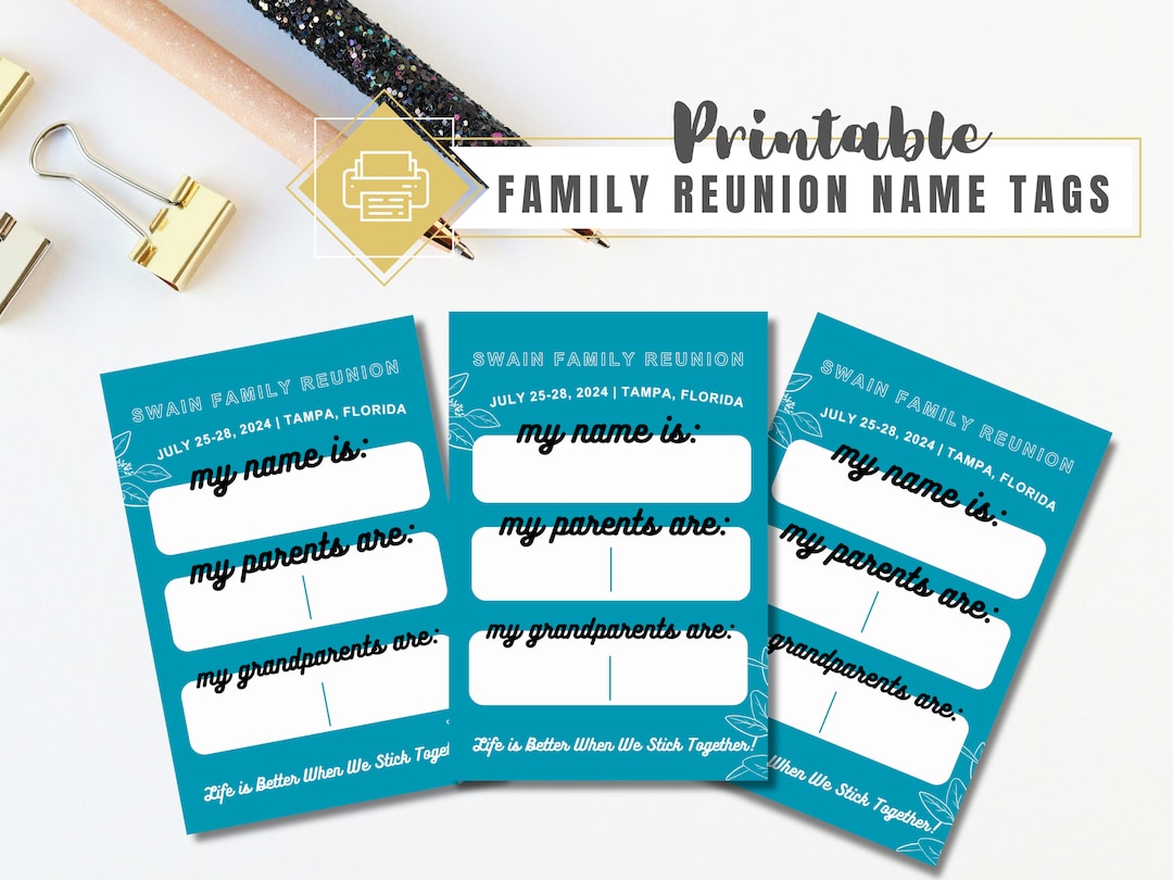 Printable Family Reunion Name Tags - Custom Digital File - Etsy Australia