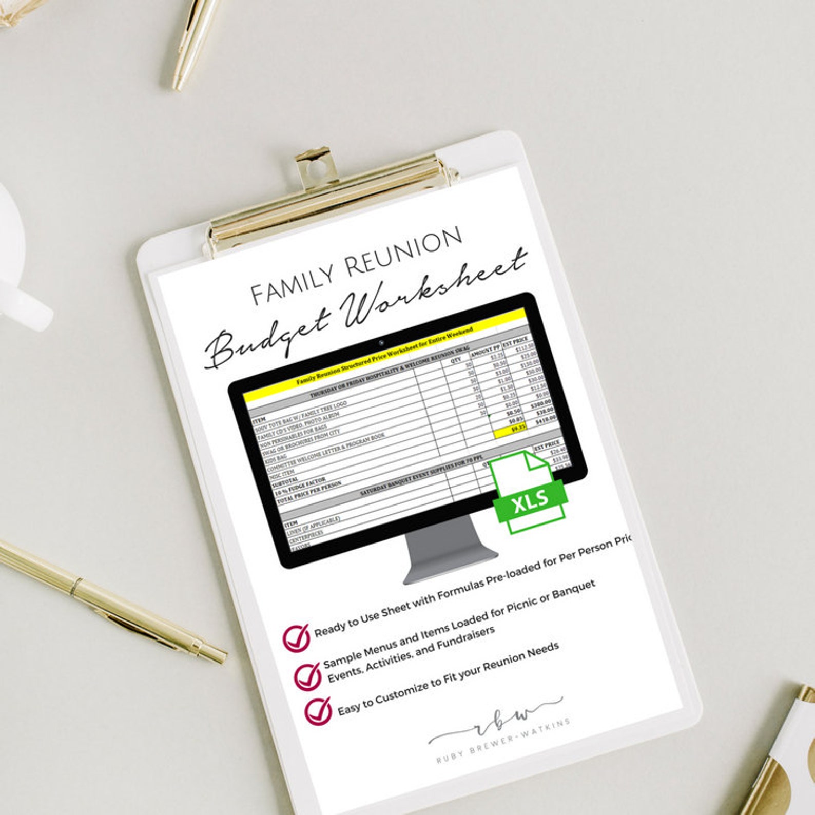 Family Reunion Budget Template Etsy