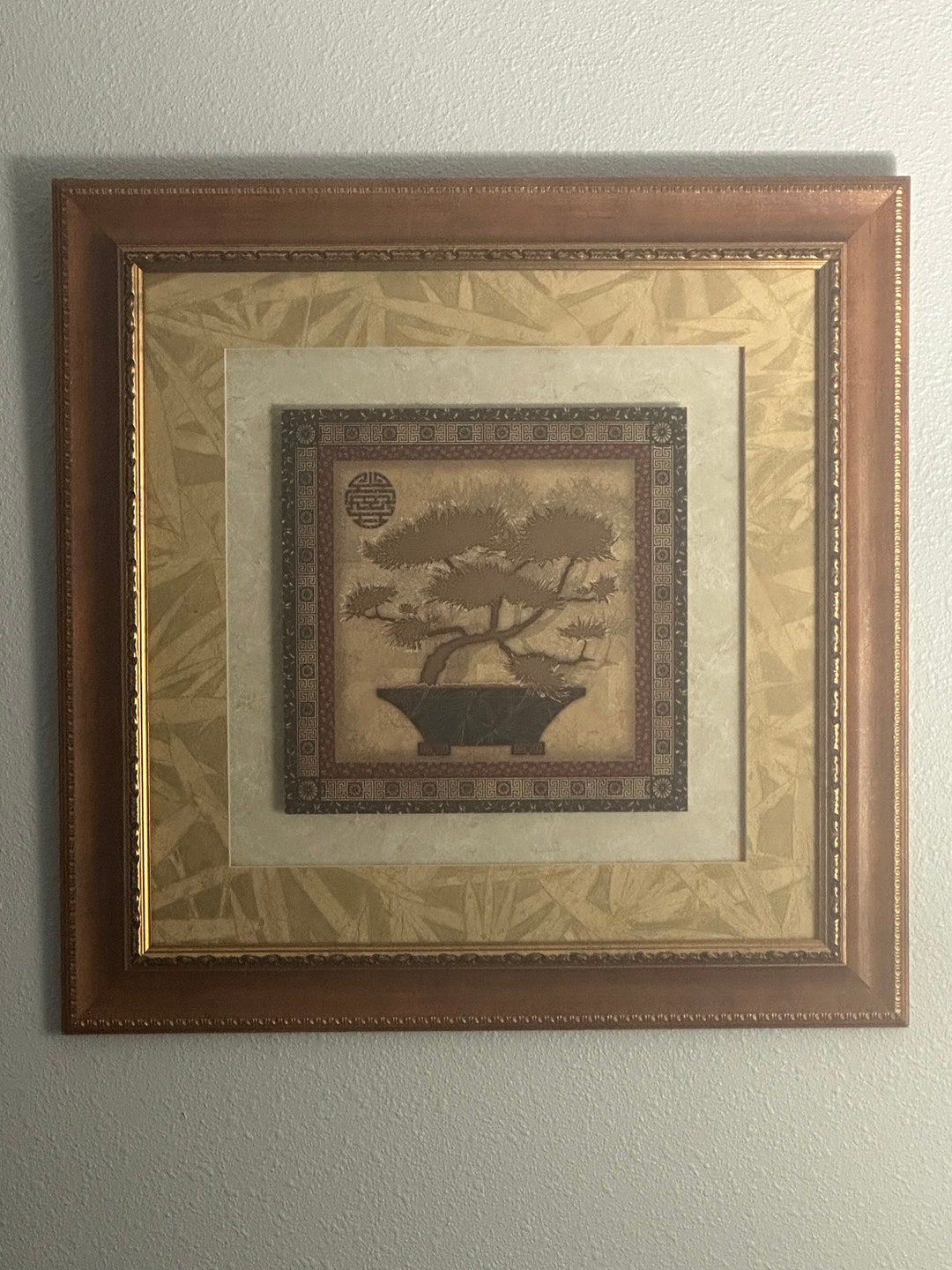 Sally Ray Cairns Oasis Print: Framed Bonsai Tree Lithograph (25x25) - Etsy
