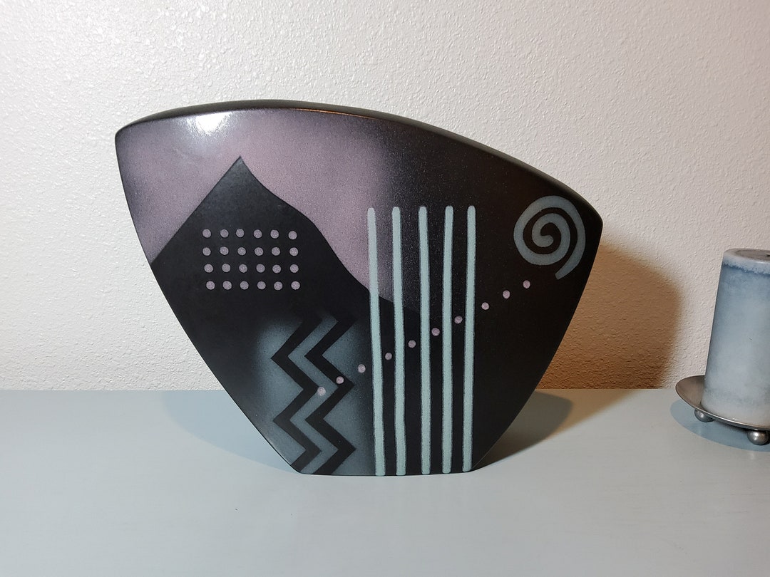 John Bergan Black Intaglio Mikasa Art Pottery Vase - Etsy