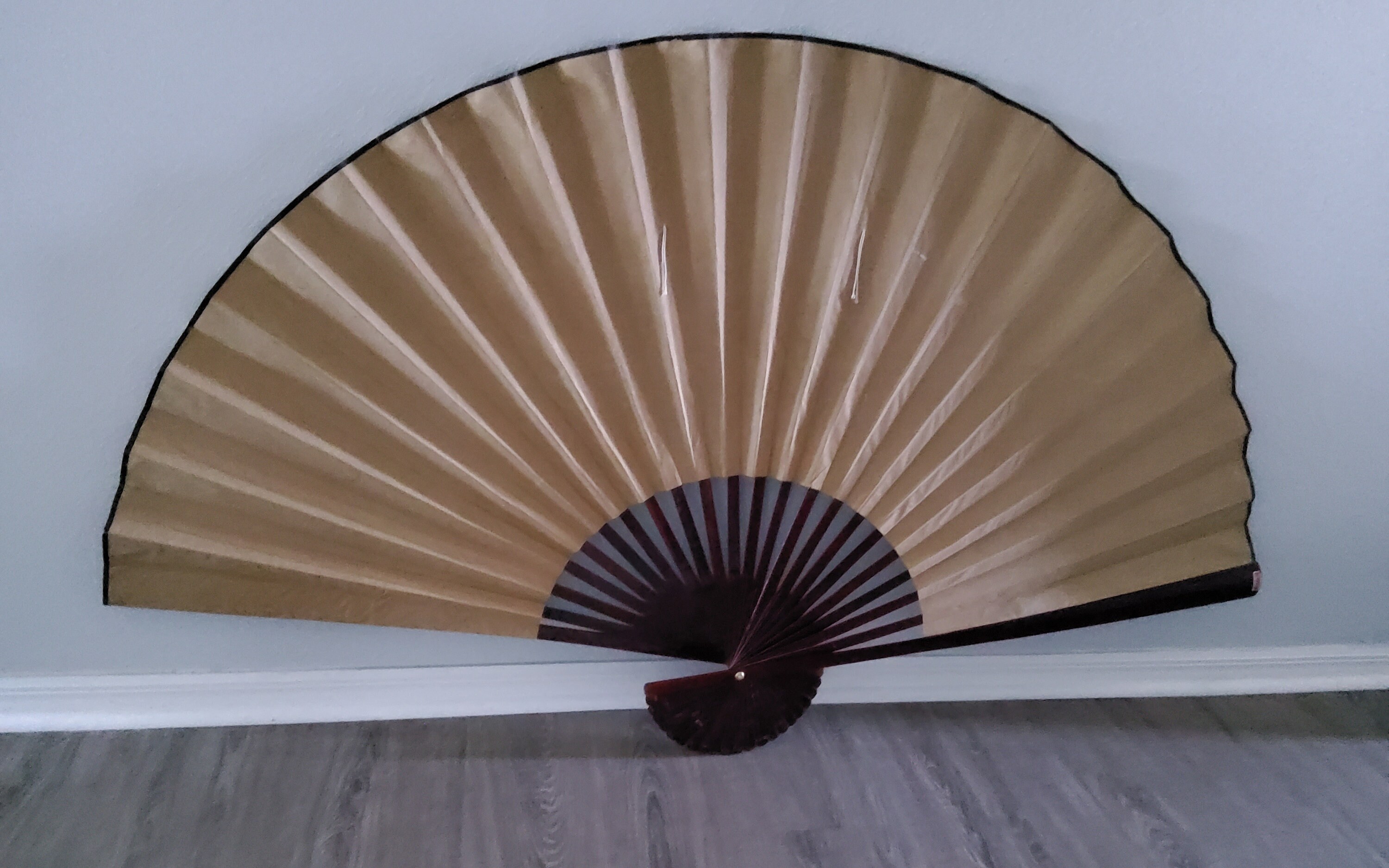 Extra Large Wall Chinese Fan Featuring Painting of Cranes and Lotus ...