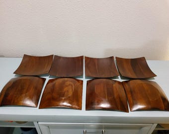 Set of Six Mid-century Modern Solid Teak Setting Plates, Danish 60s ...