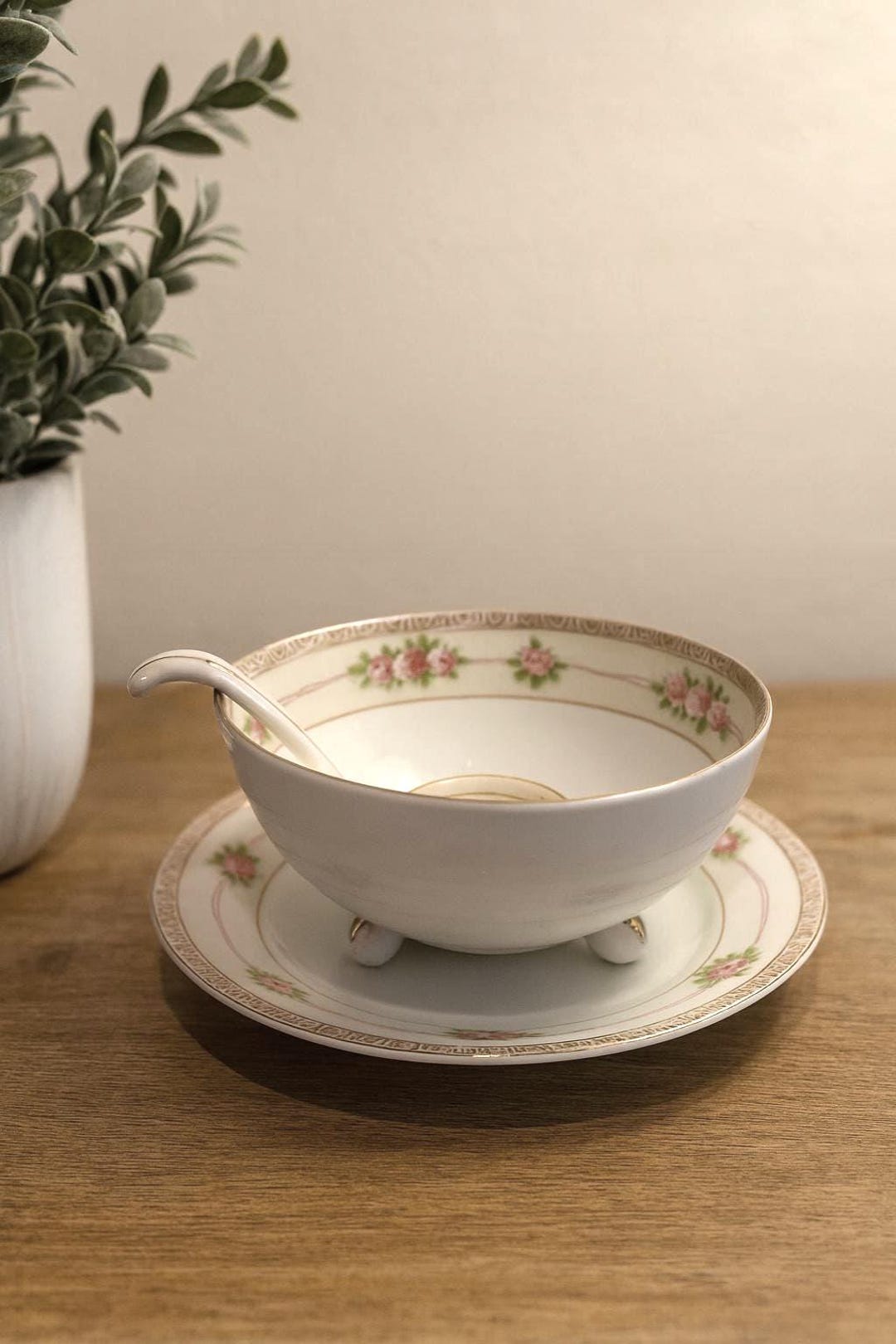 Nippon 3 Footed Soup/condiment Bowl With Saucer. - Etsy