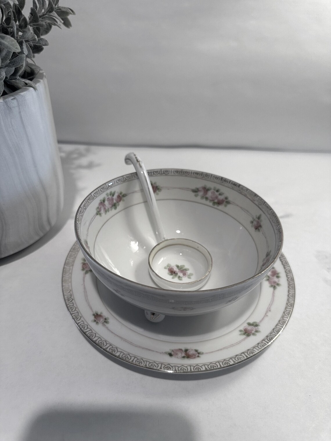 Nippon 3 Footed Soup/condiment Bowl With Saucer. - Etsy