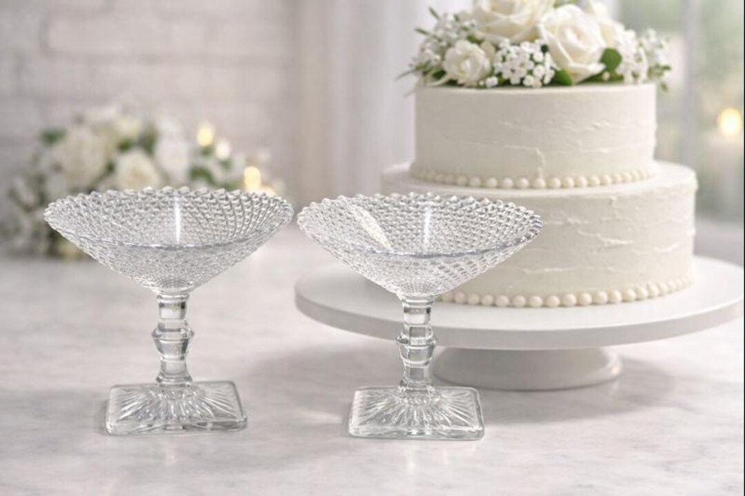 Diamond Point Dessert Compotes With Square Base — Set of 2 - Etsy