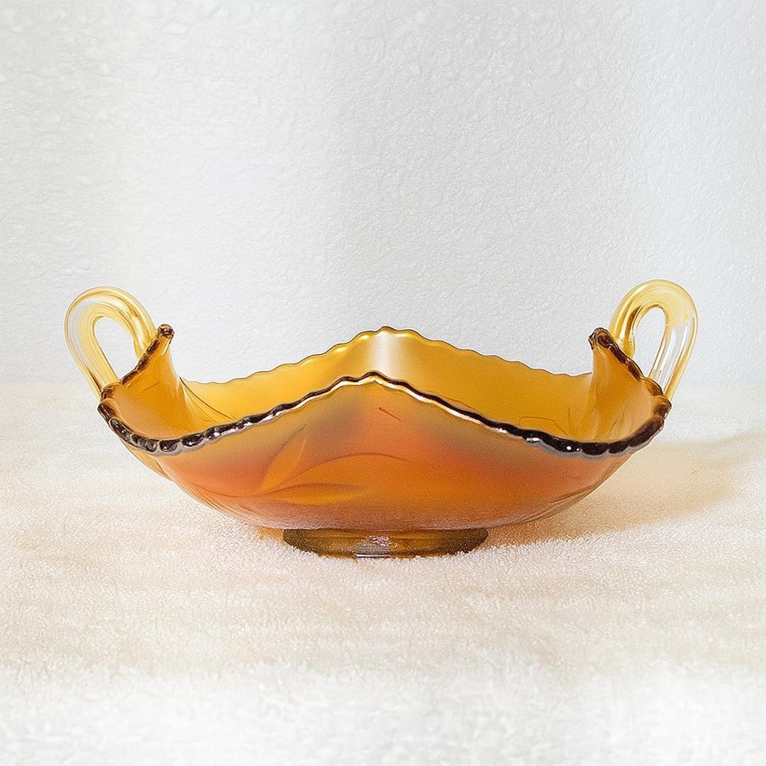 Vintage Marigold Carnival Glass Bonbon Dish With Handles – Iridescent ...
