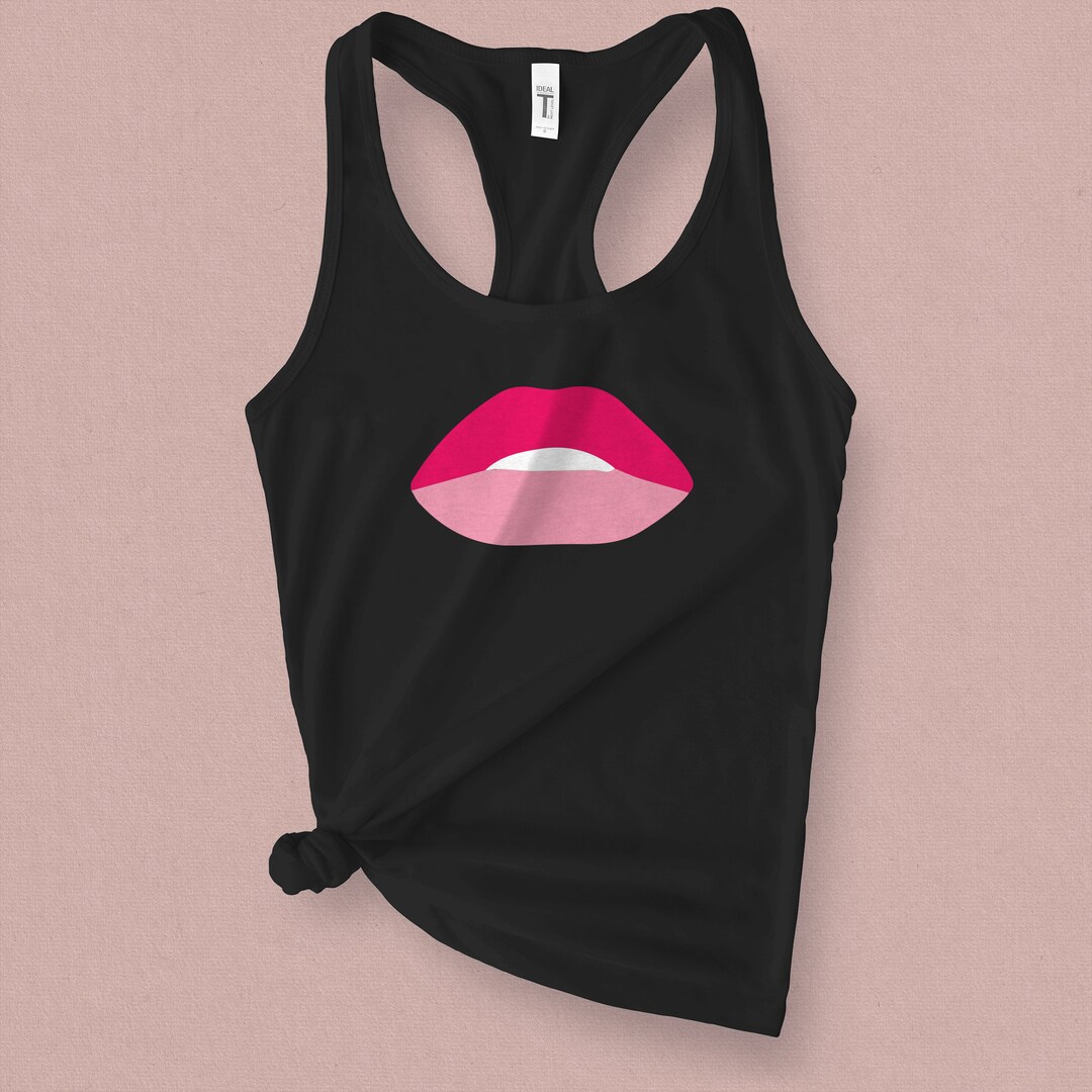 Retro Graphic Women’s Lips Tank Top, Pink Lipstick Tank Top for Women ...