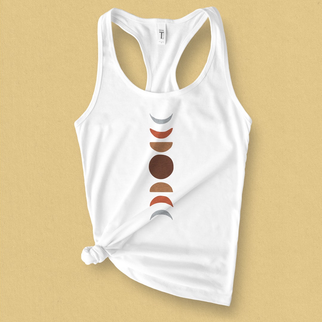 Terracotta Moon Phase Graphic Tank Top for Women, Boho Moon Phases Tank ...