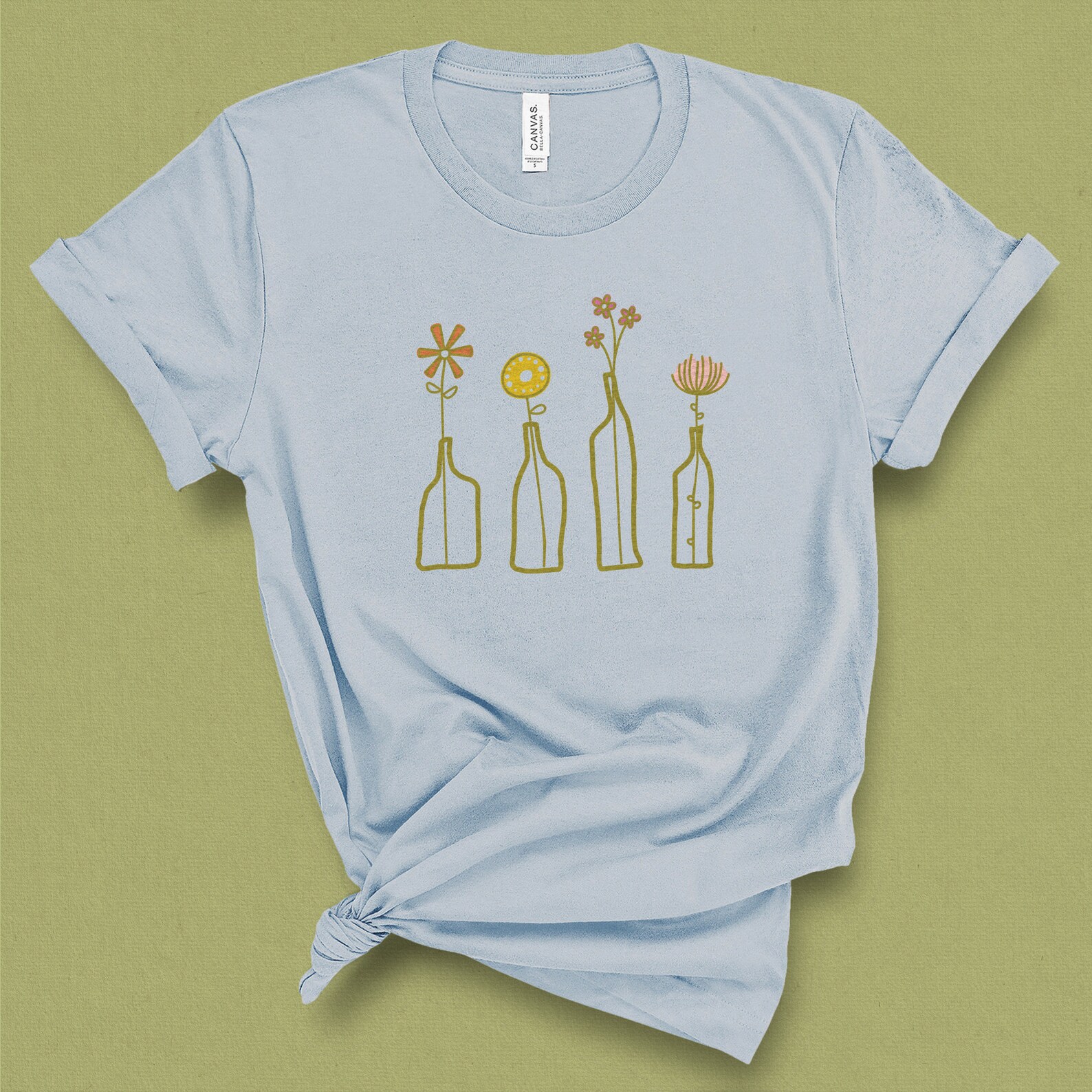 Modern Flowers T-shirt for Women Graphic Tee Minimalist | Etsy