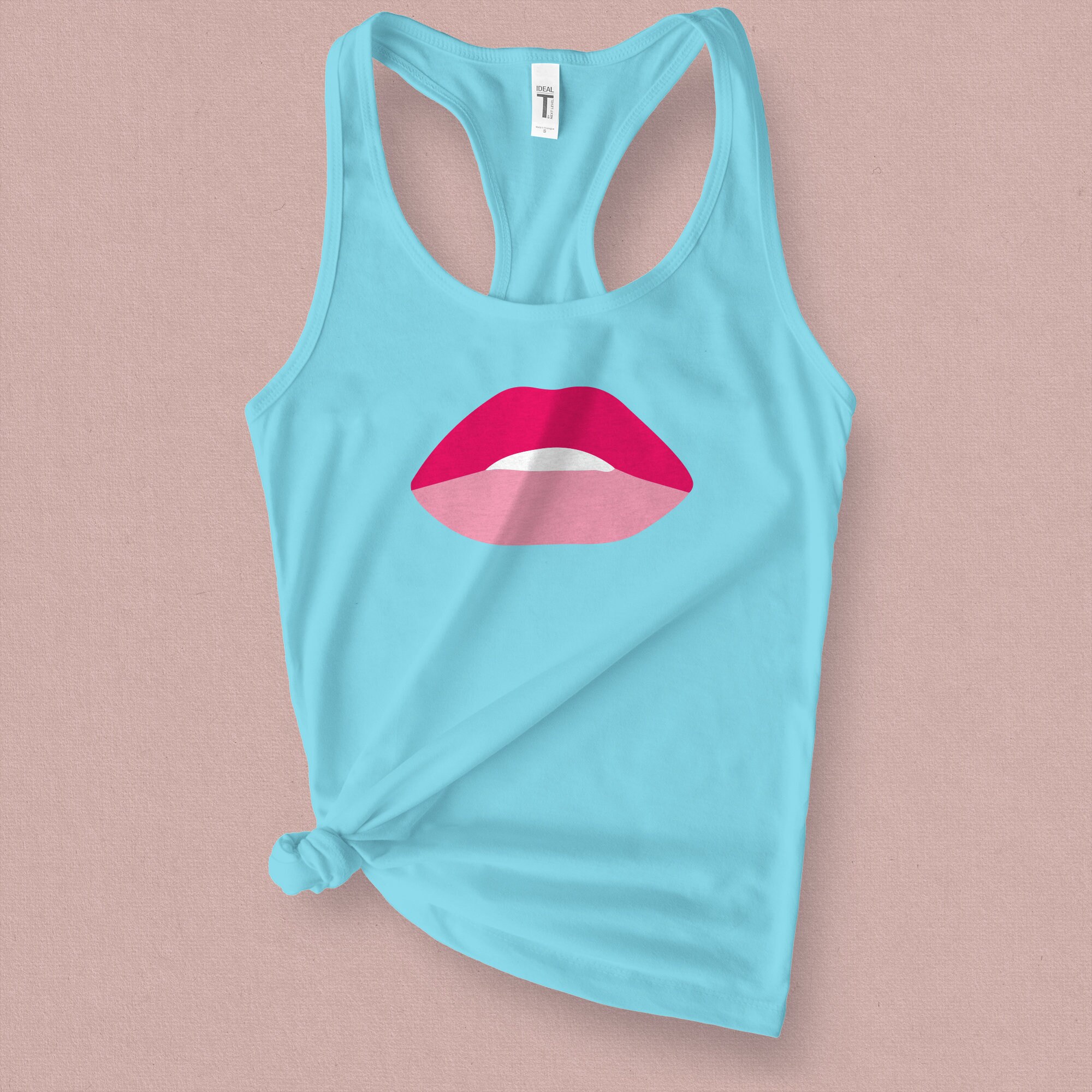 Retro Graphic Women’s Lips Tank Top, Pink Lipstick Tank Top for Women ...