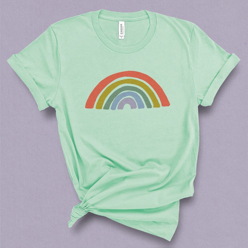 Retro Rainbow printed graphic Tshirt for women/teens Soft | Etsy