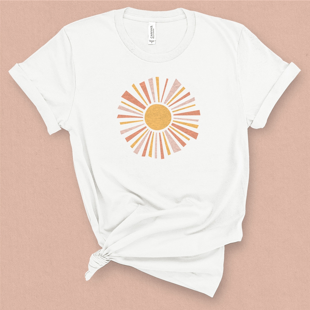 Sun Graphic Tee, Soft & Comfy Pastel T-shirt, Boho Tee, Sunburst T ...