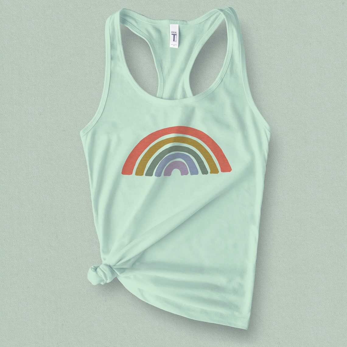 Rainbow Graphic Tank Top Retro Rainbow Tank Top Summer Tank - Etsy