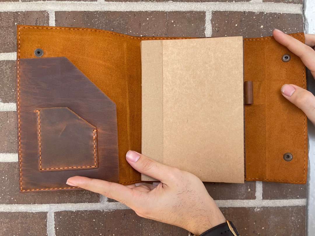Personalized Leather Journal, A5 Size Refillable Leather Cover, Bullet ...