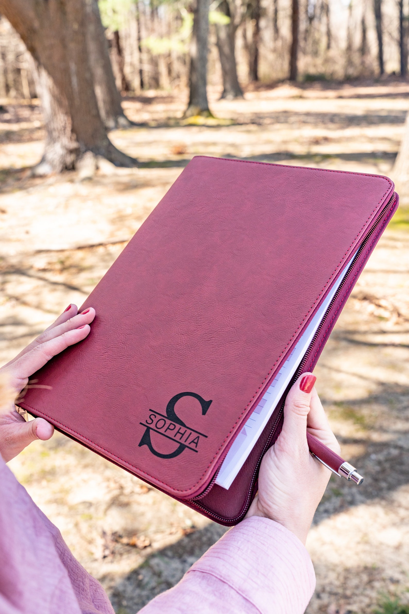 Leather Padfolio With Zipper Custom Portfolio With Zipper - Etsy