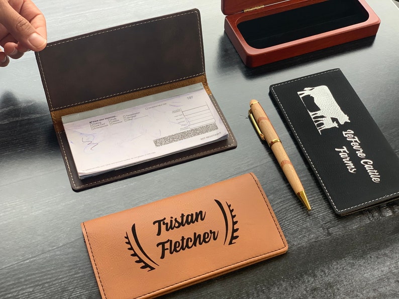 Personalized Checkbook Cover Customized Leather Checkbook - Etsy