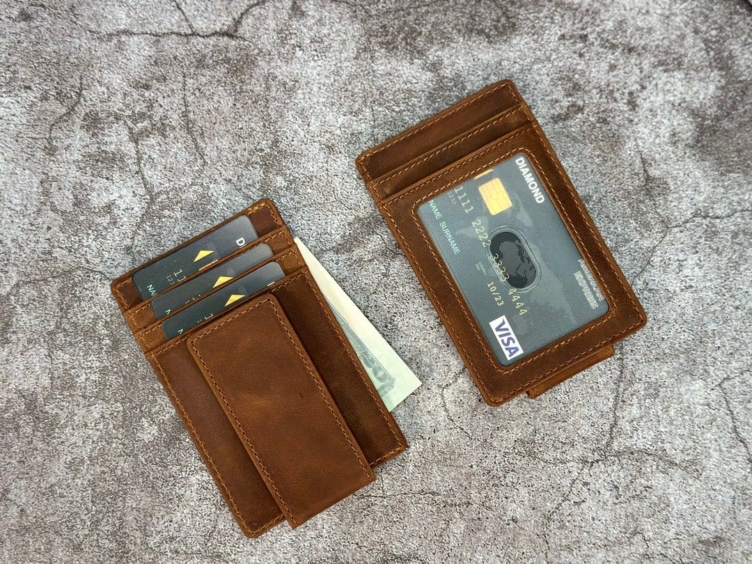Thin Leather Wallet, Minimalist Wallet, Slim Wallet, Credit Card Sleeve ...