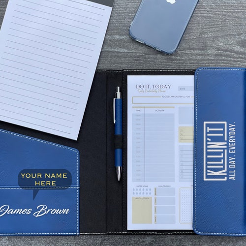 Daily Planner Personalized Padfolio Matching Pen Portfolio - Etsy