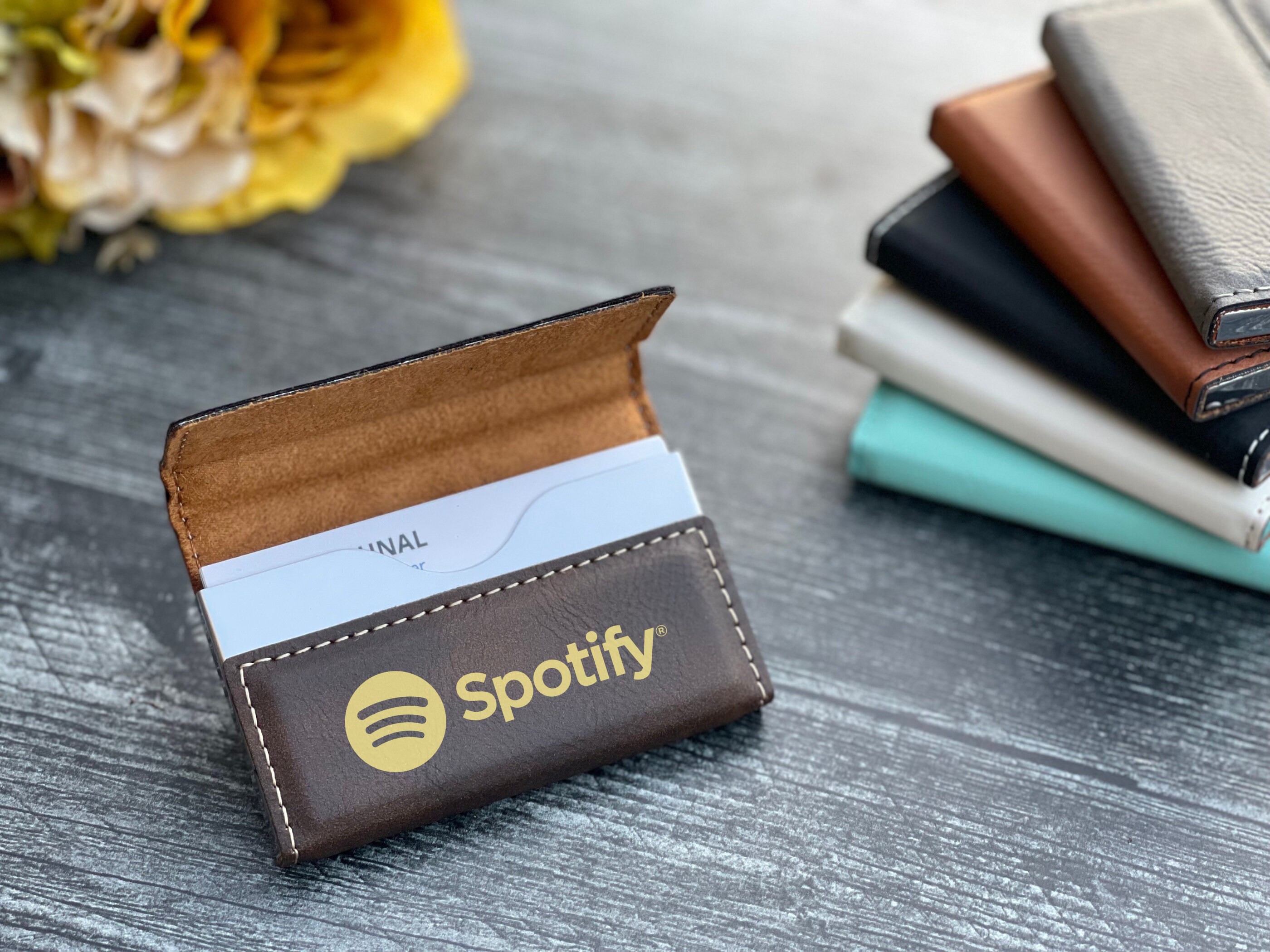 Personalized Vegan Leather Card Case: Custom Engraved Business Card ...