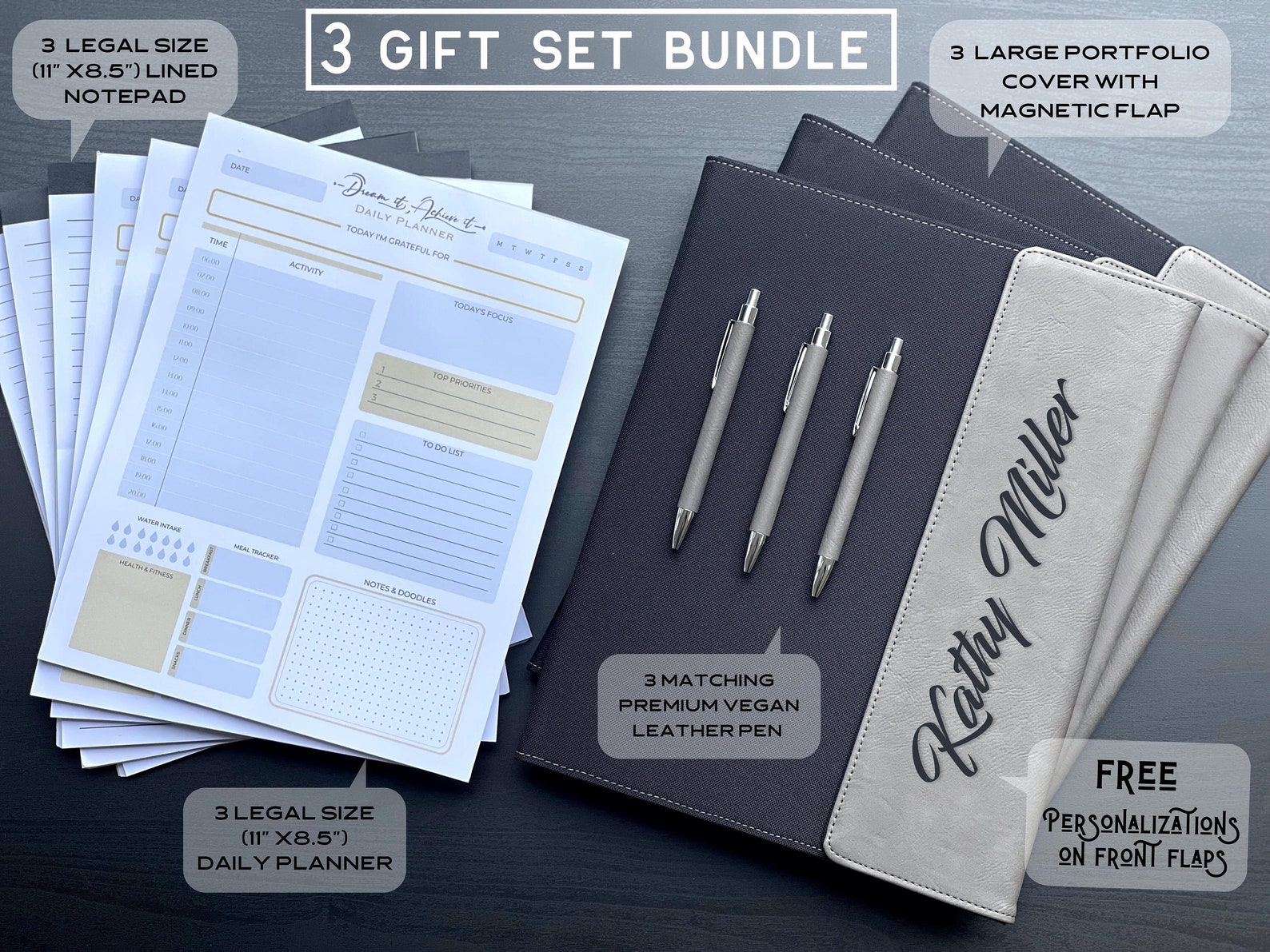 Daily Planner, Personalized Padfolio, Matching Pen, Portfolio With ...
