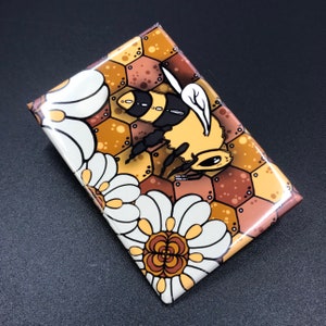 Psychedelic Bee Magnet, Wildflower Insect Cartoon Art Gifts ...