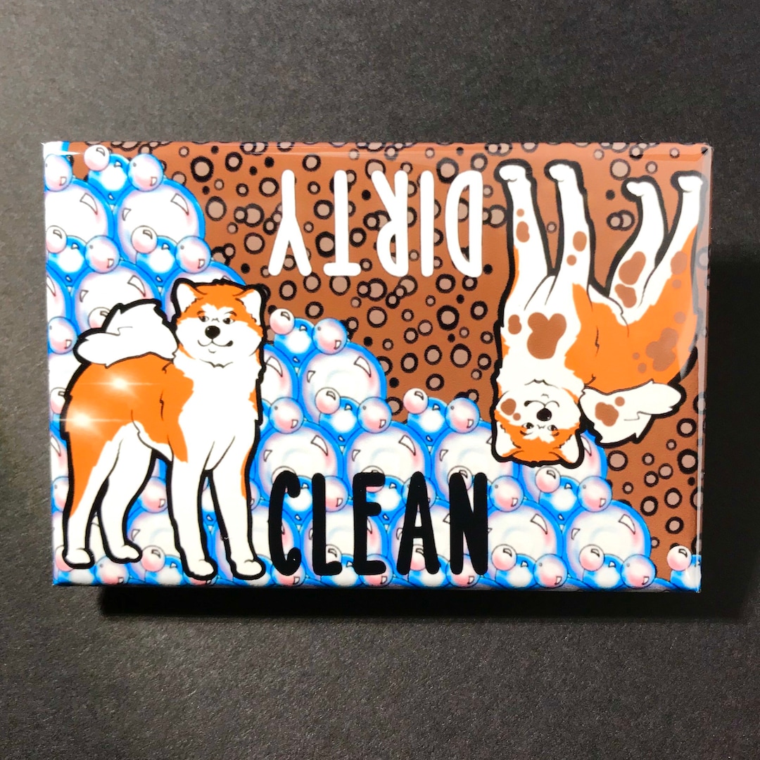 Akita Dishwasher Magnet, Clean Dirty Dog Sign, Retro Kitchen Decor ...