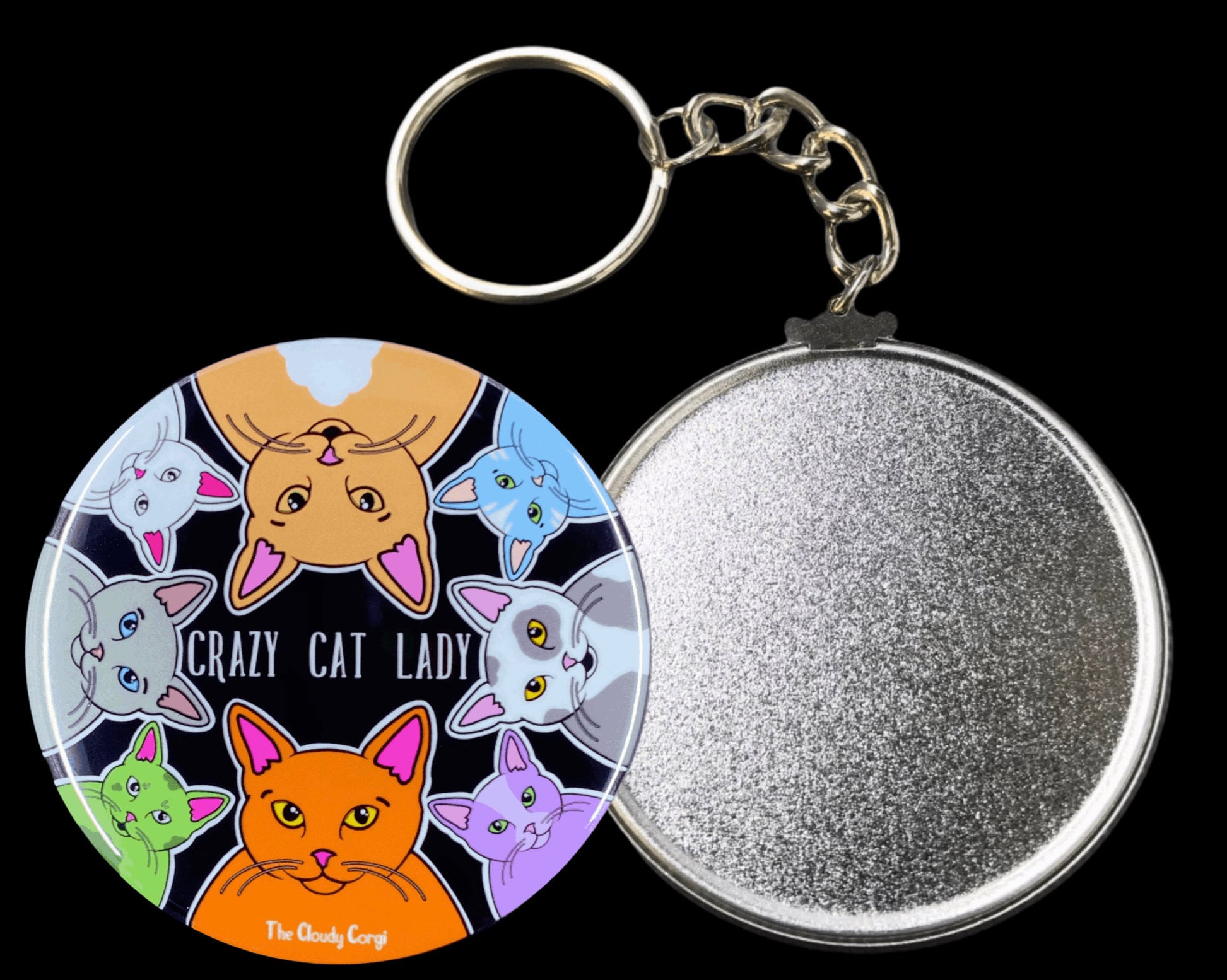 Crazy Cat Lady Keychain Funny Rainbow Kitty Key Ring | Etsy