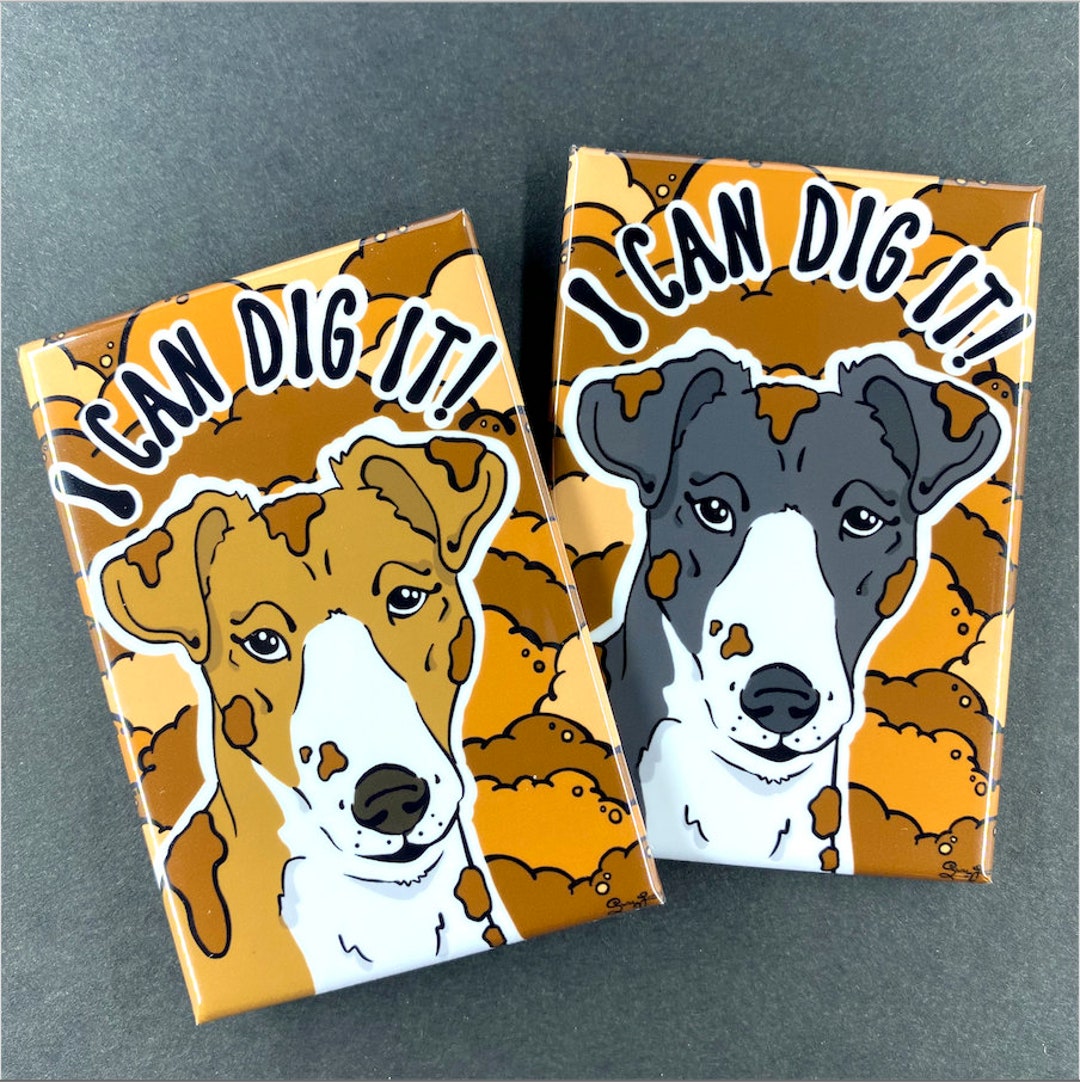 Smooth Fox Terrier Magnet, I Can Dig It Dog Art Gift, Retro Dog Kitchen ...