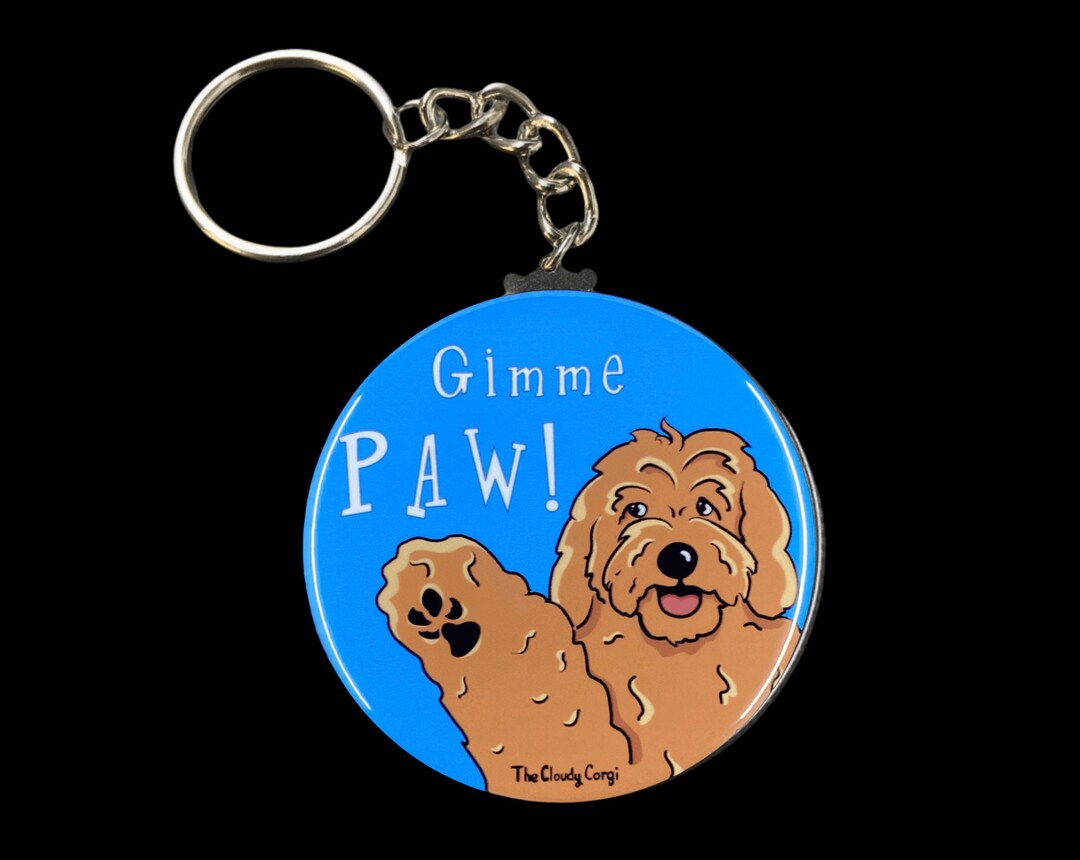Goldendoodle Dog Keychain, Funny Pet Portrait Art Gift, Golden Doodle ...