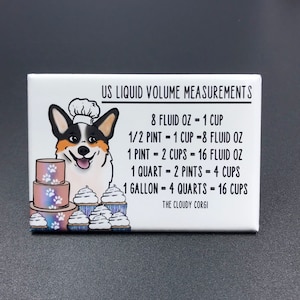 Welsh Corgi Dog Kitchen Measuring Chart Magnet Set, Baking and Cooking ...