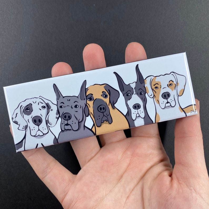 Great Dane Magnet, Cartoon Pet Portrait Decor, Dog Art Collectibles ...