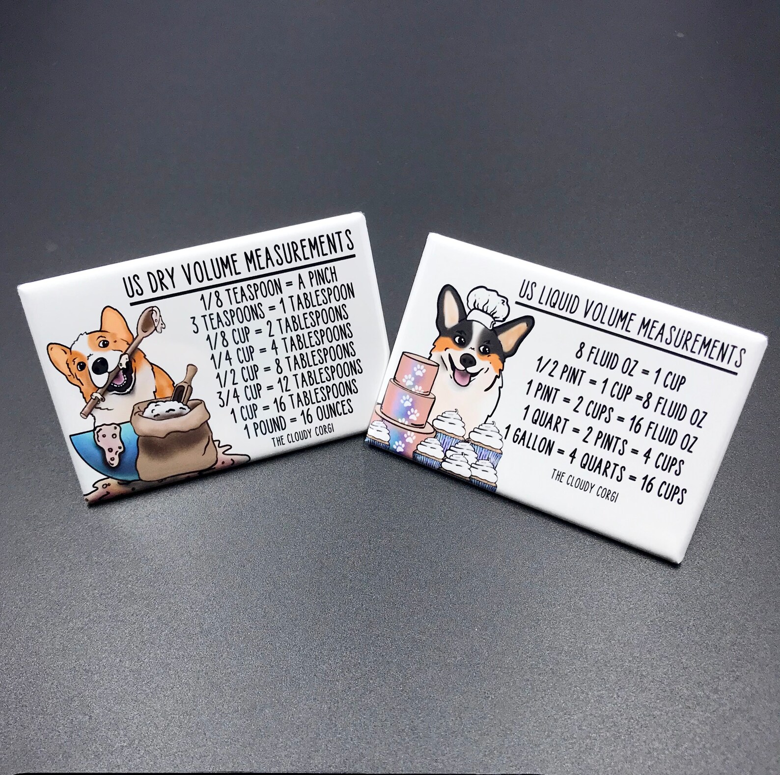 Welsh Corgi Dog Kitchen Measuring Chart Magnet Set Baking and | Etsy