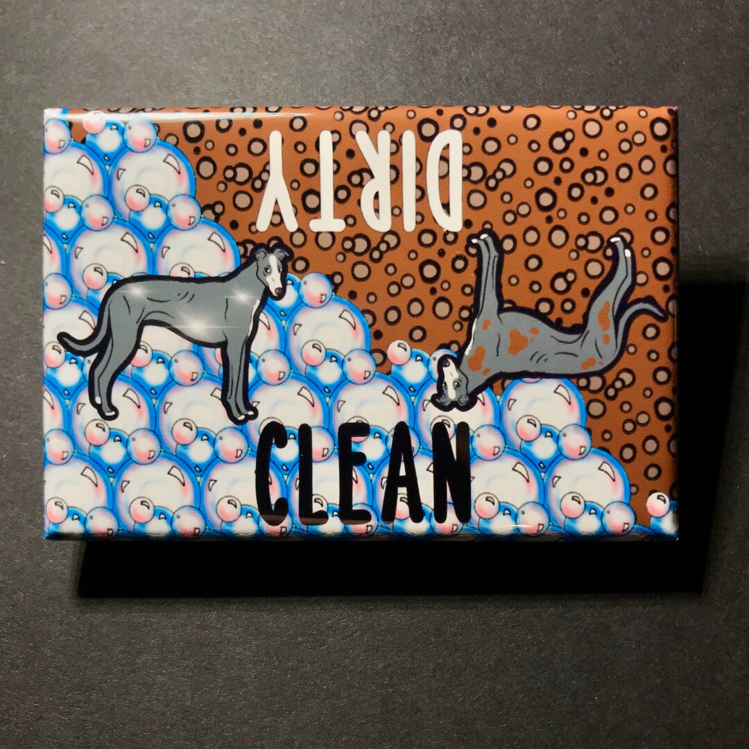 Greyhound Clean Dirty Dishwasher Magnet, Dog Kitchen Decor - Etsy