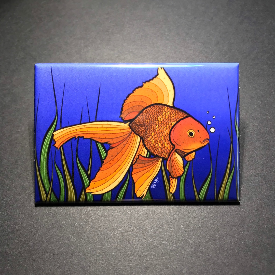 Fantail Goldfish Magnet – 2x3" Handmade Aquarium Art Magnet, Tropical ...