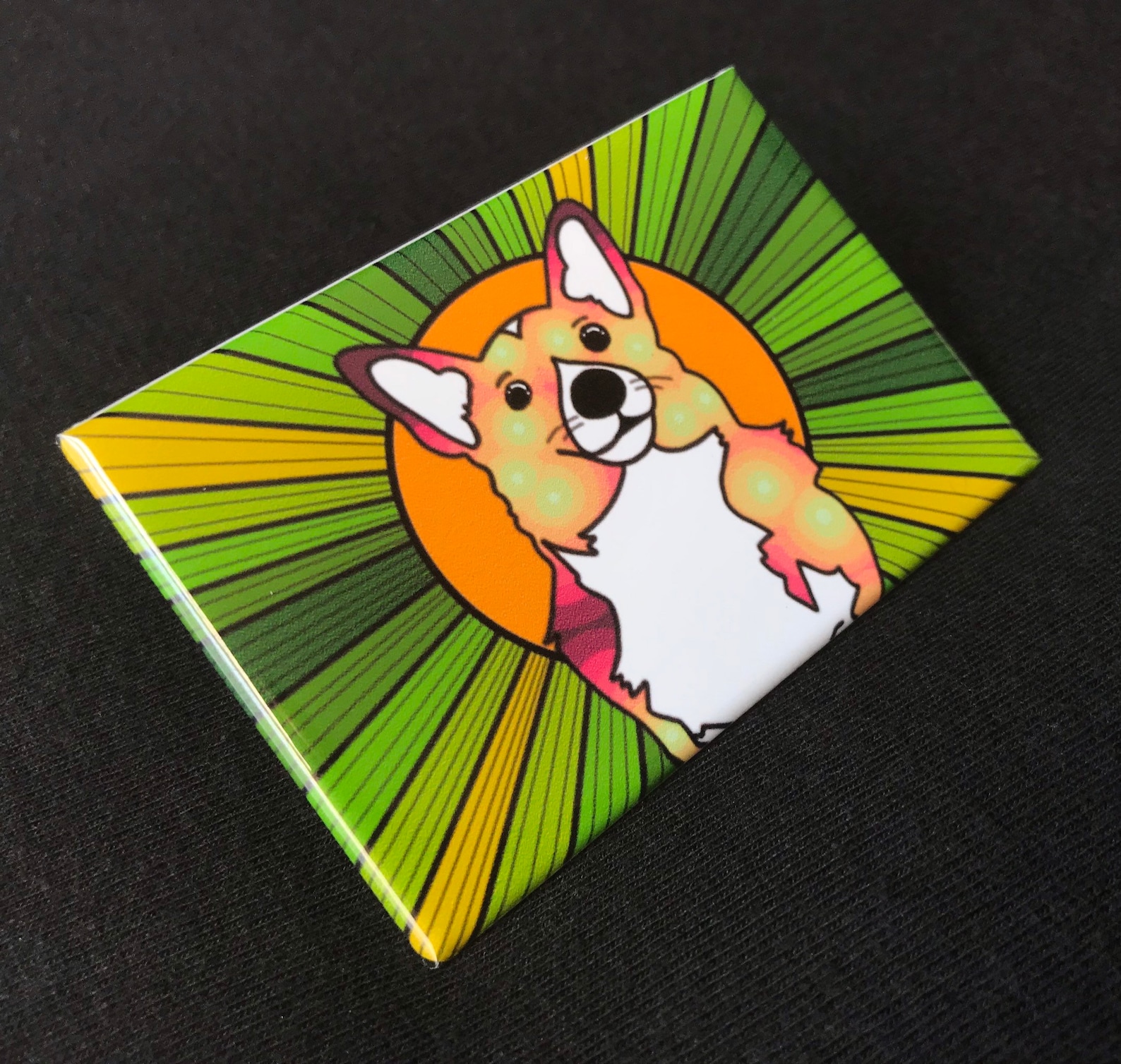 Welsh Corgi Magnet, Psychedelic Dog Portrait Art, Rainbow Dog Magnet ...