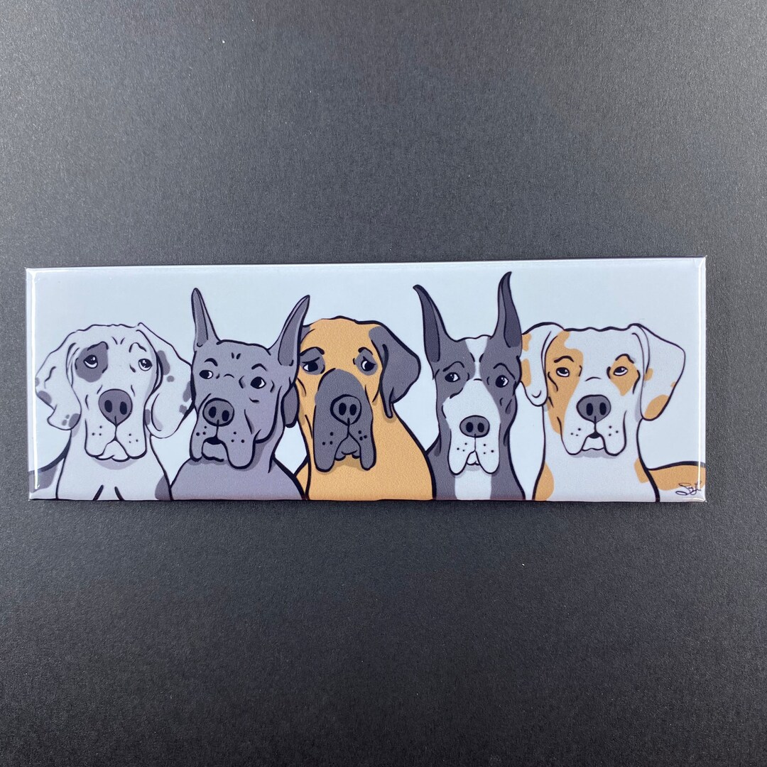 Great Dane Magnet, Cartoon Pet Portrait Decor, Dog Art Collectibles ...