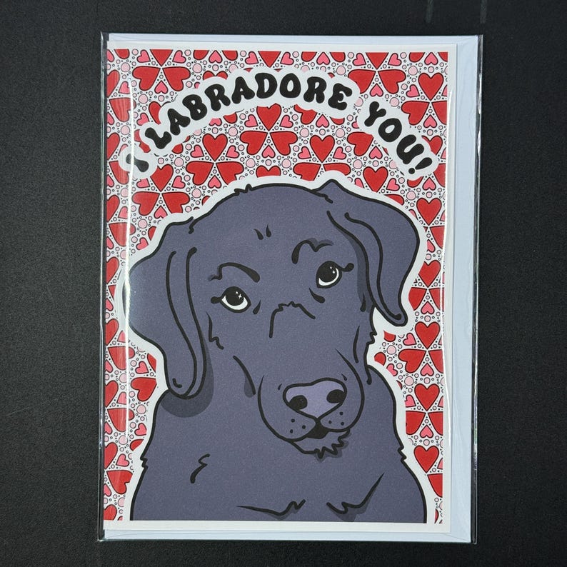 Labrador Retriever Valentine’s Day Card – I Labradore You, Holiday Dog ...